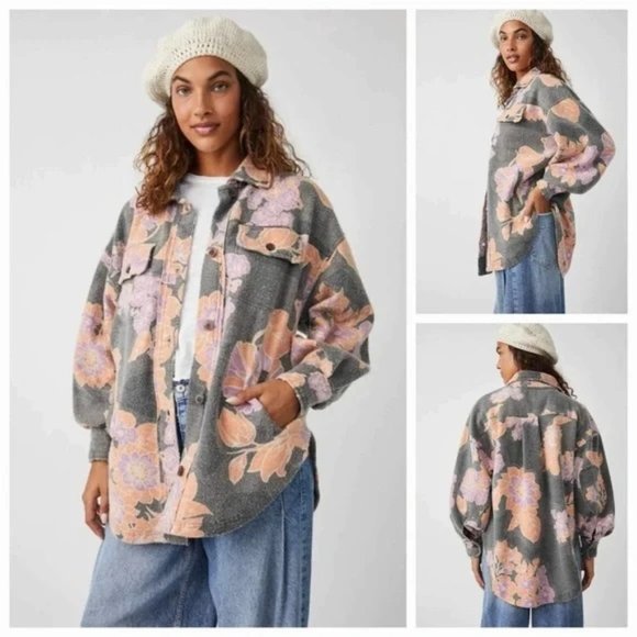 Free People | Jackets & Coats | Nwt Free People Ruby Printed Shirt ...